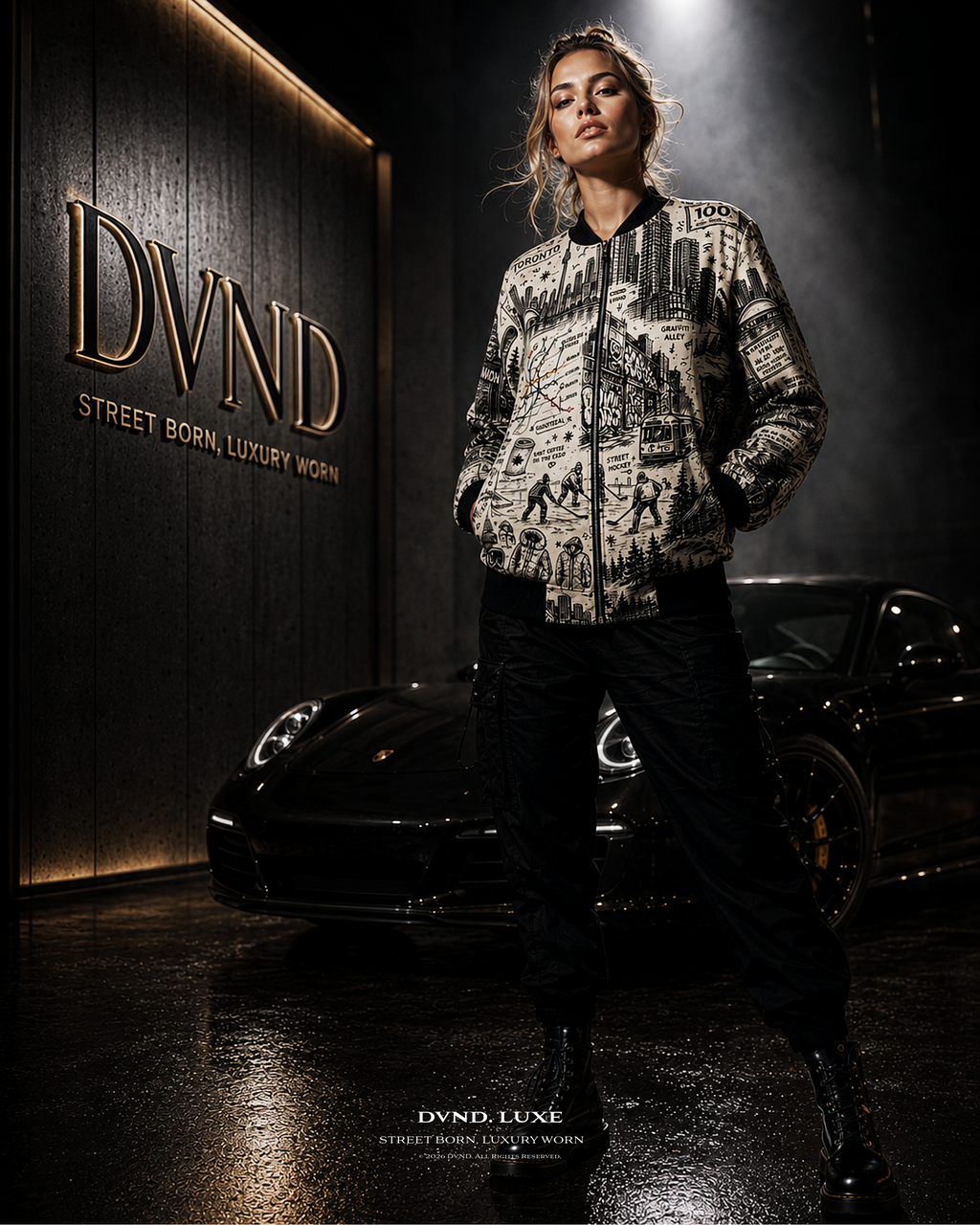 'THE GREAT WHITE' Women's Reversible Silk Bomber Jacket – DVND Luxe